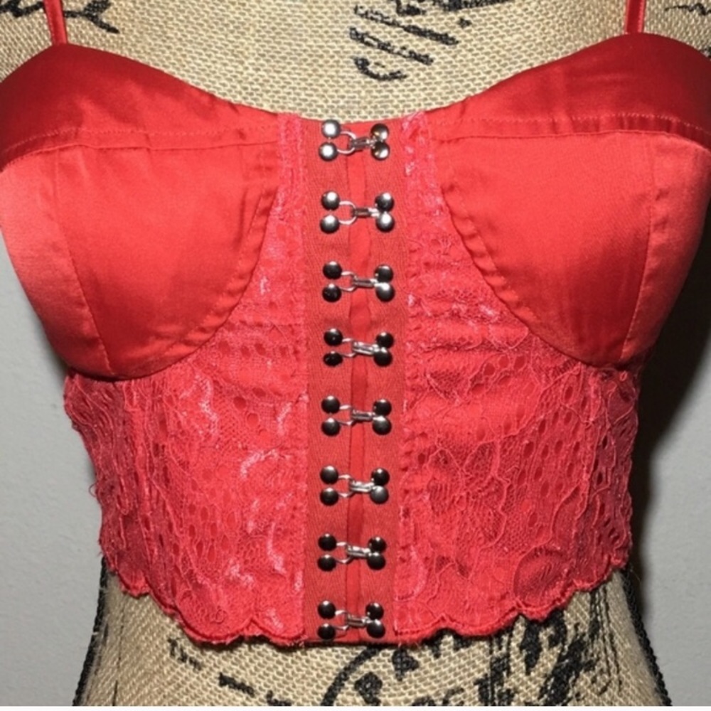 Red Lace Corset Top - Gem